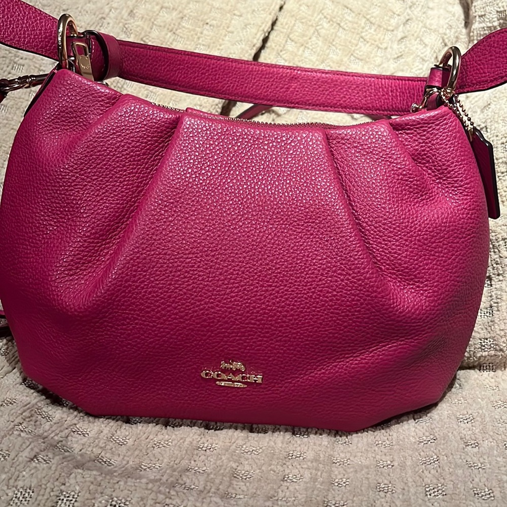 Coach Everly, Bright Violet, Pebbled, Leather Crossbo… - Gem